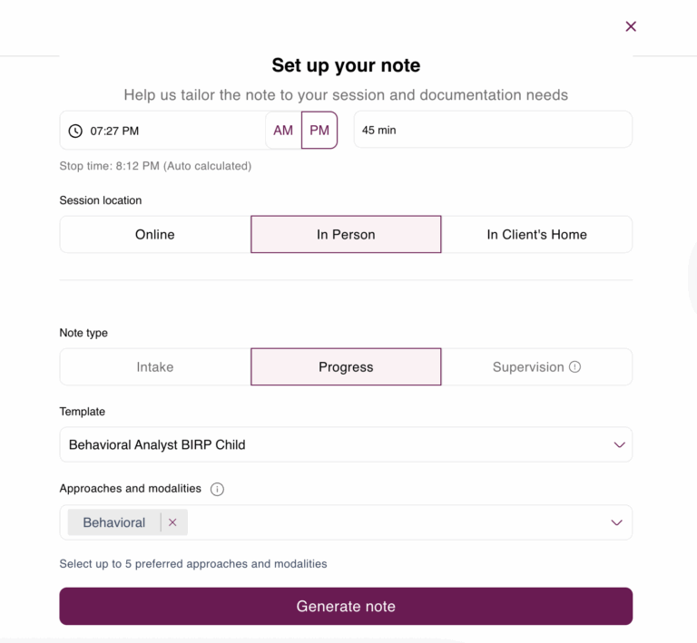ABA Session Notes Generator for RBT - Mentalyc 2025