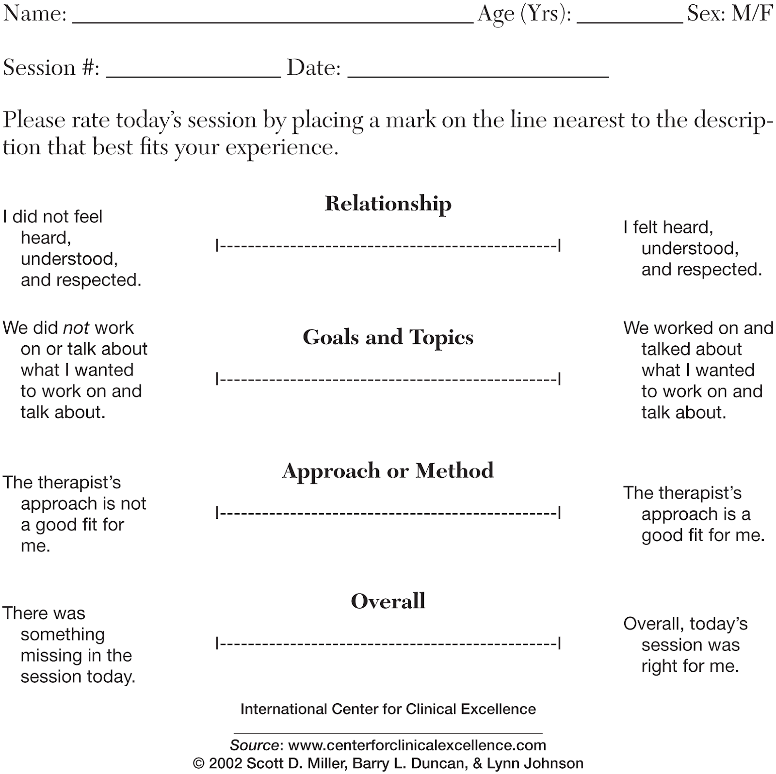 Session Rating Scale (SRS) Guide for Therapists
